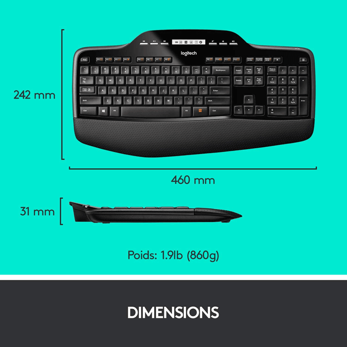 Kit Clavier + Souris, sans fil, Logitech Cordless Desktop MK 710 MK710 ...